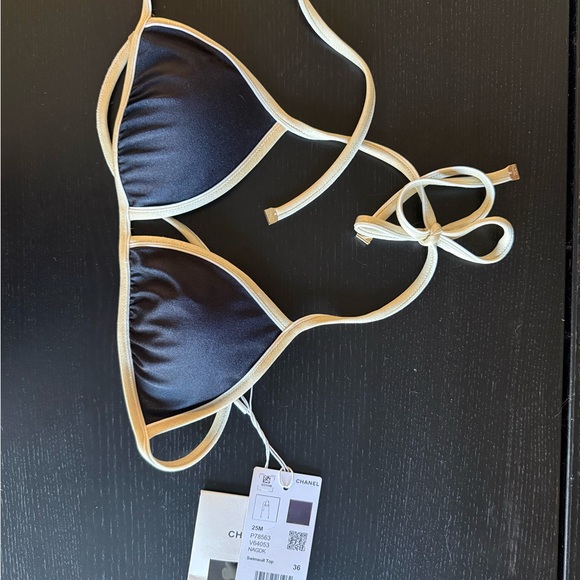 CHANEL | Swim | Chanel Elegant Black And Cream Bikini Top | Poshmark